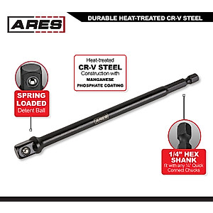 ARES 70387-10-Piece 3/8-Inch Drive 3-Inch Impact Grade Socket Adapter Set - Turns Impact Drill Drivers into High Speed Socket Drivers