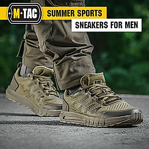 M-Tac Sport Tactical Running Walking Hiking Sneakers for Men - Mesh Lightweight (Dark Olive, 12)