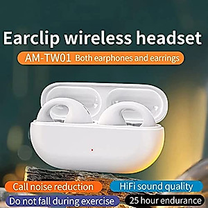 Wireless Ear Clip Bone Conduction Headphones, Open Ear Bone Conduction Earbuds, Mini Bone Conduction Headphones, Open Ear Headphones Wireless Bluetooth for Running Sports (Black)