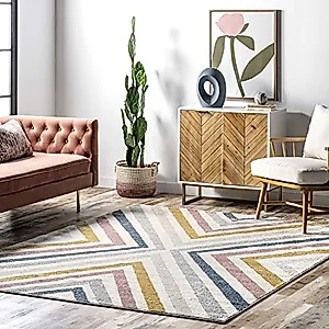 nuLOOM Neveah Contemporary Chevron Area Rug, 6' 7" x 9', Beige