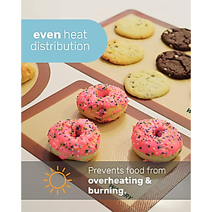 Silicone Baking Mats Set of 3, 1 Half Sheet, 1 Quarter Sheet & 1 Round Nonstick Silicone Mats for Baking - Food Grade Silicone Baking Sheets for Cookies Macarons Bread Pastry Pizza