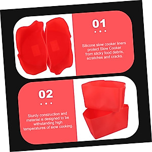 HOMSFOU 3 Sets Saucepan Silicone Lining Red Rice Cooker Silicone Cooking Utensils Silicone Cookware Kitchen Slow Cooker Divider Slow Cooker Pot Liner Multifunction Dividing Line