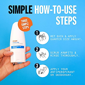 Carpe Exfoliating Underarm Scrub with Odor Protection, Underarm Exfoliator to Improve Deodorant Performance - Energizing Minty Fresh Smell - Armpit Scrub for Women and Men