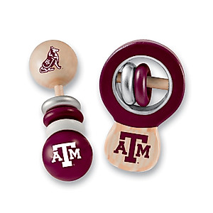 BabyFanatic Wood Rattle 2 Pack - NCAA Texas A&M Aggies - Officially Licensed Baby Toy Set