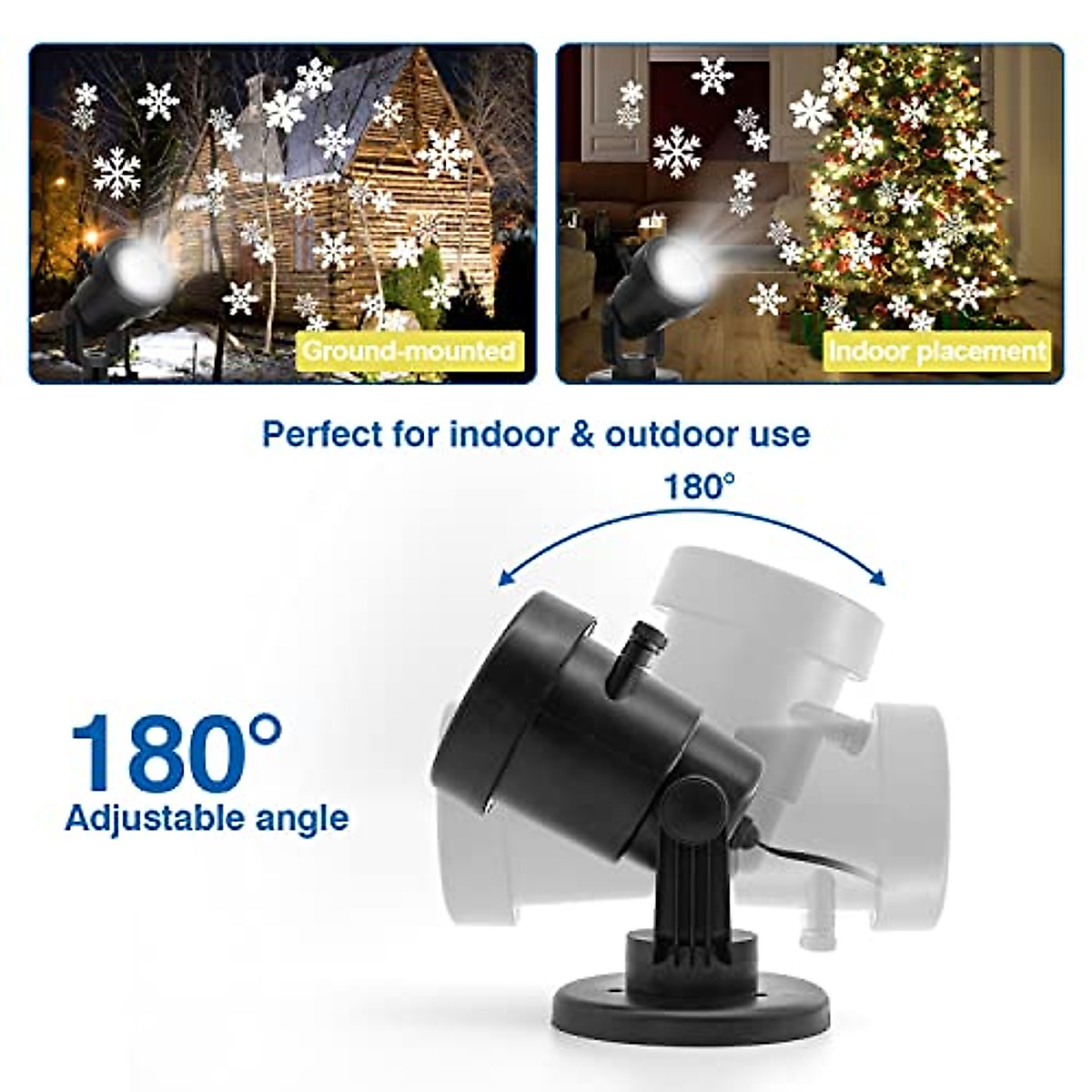 Christmas Light Projector, LANGTU 2022 Upgraded LED Christmas Halloween Lights Outdoor Indoor Snowflake Rotating Projector Lamp with 16 Themes for Garden Party New Year Xmas