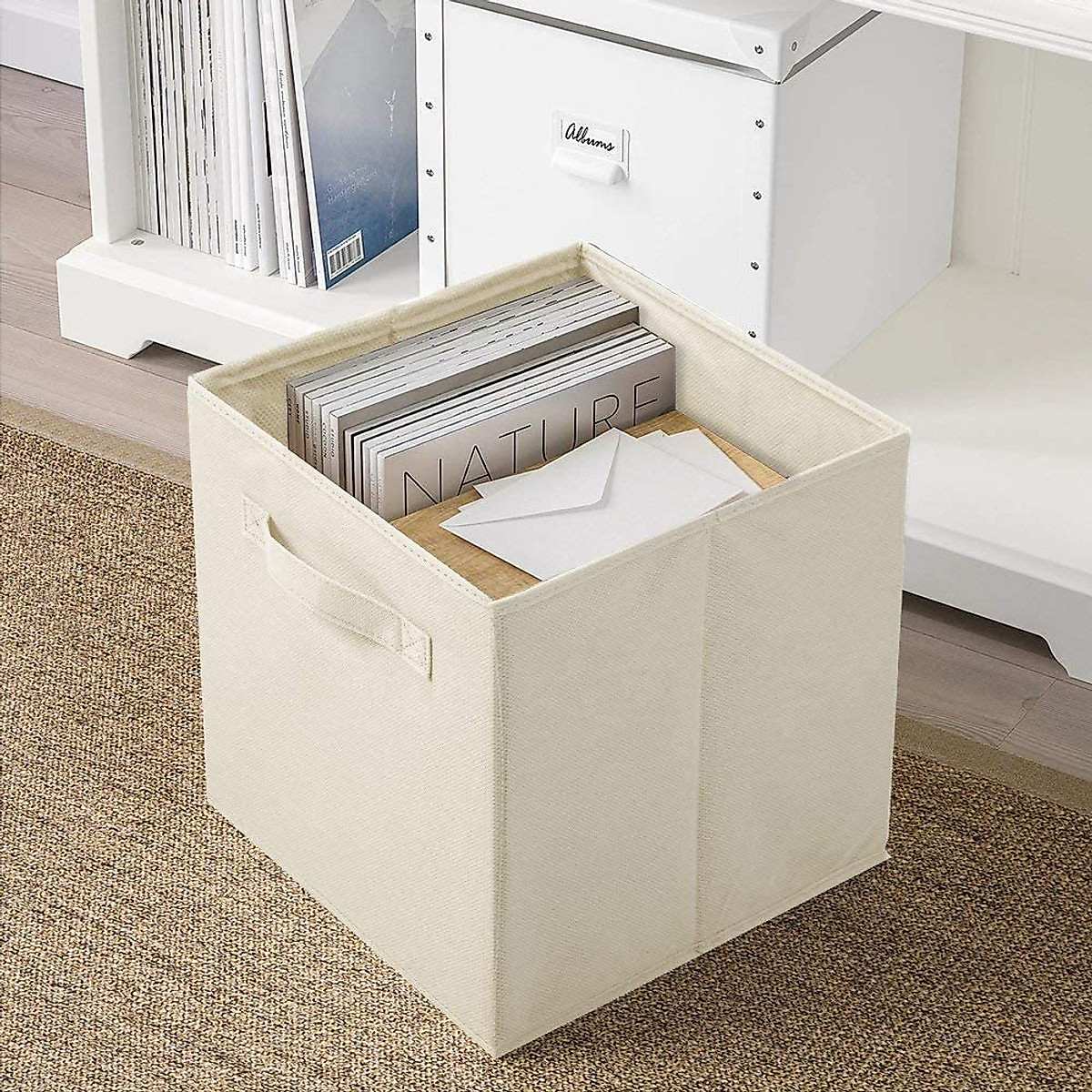 ShellKingdom Storage Bins, Foldable Fabric Storage Cubes And Cloth Storage Organizer Drawer For Closet And Toys Storage,2 Pack（Beige）