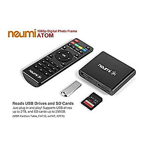 NEUMI Atom 1080P Full-HD Digital Media Player for USB Drives and SD Cards - with HDMI and Analog AV, Automatic Playback and Looping Capability
