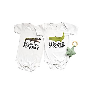 See you later alligator, in a while crocodile funny baby boy girl bodysuits twin set (2T/3T Shirt)