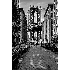 The Manhattan Bridge from Dumbo Brooklyn Black and White B&W Photo Photograph Cool Wall Decor Art Print Poster 24x36