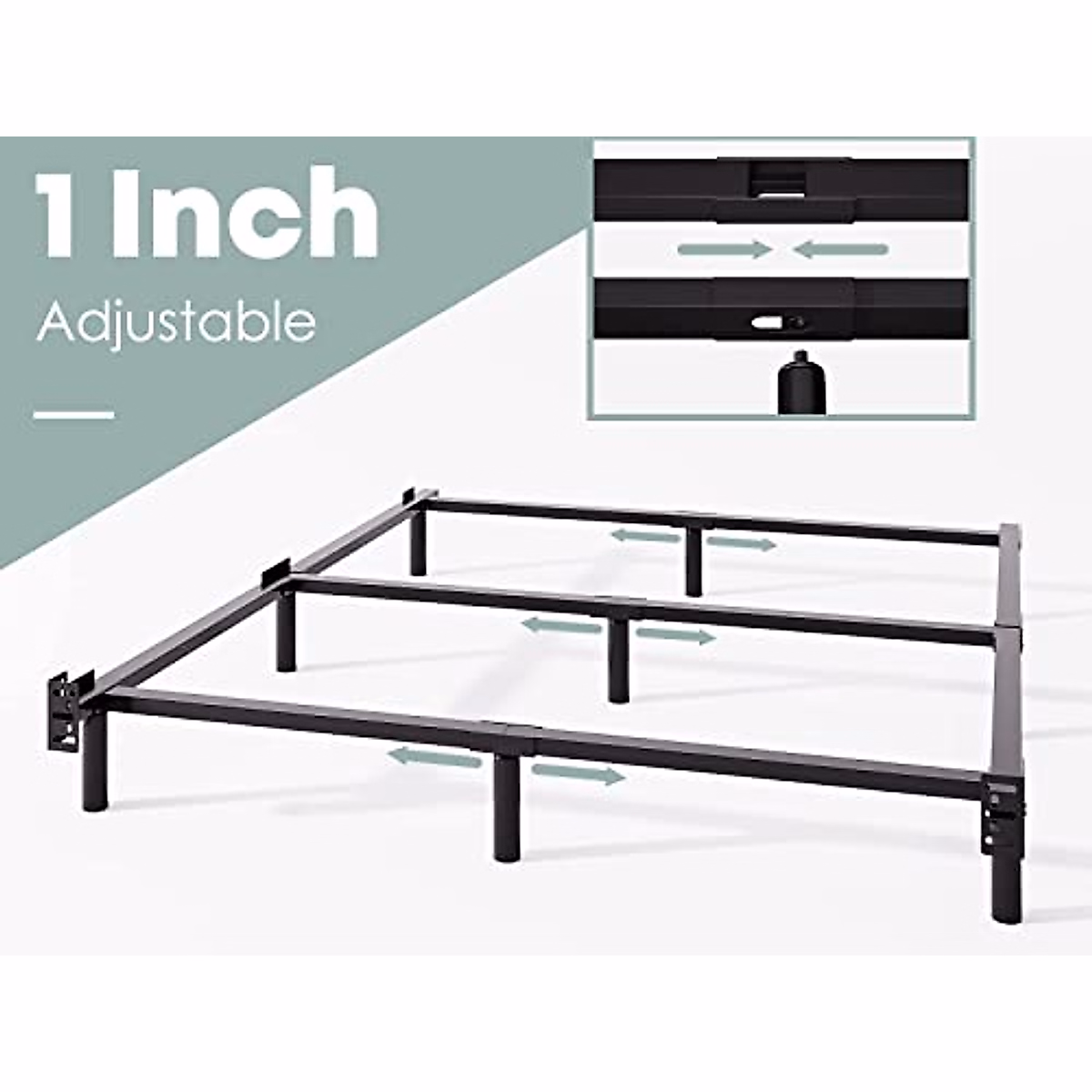 VTWAZAST King Bed Frame,9 Inch Heavy Duty Base for Box Spring, 9-Leg Support,Easy Assembly,Non-Slip,Noise-Free, Black