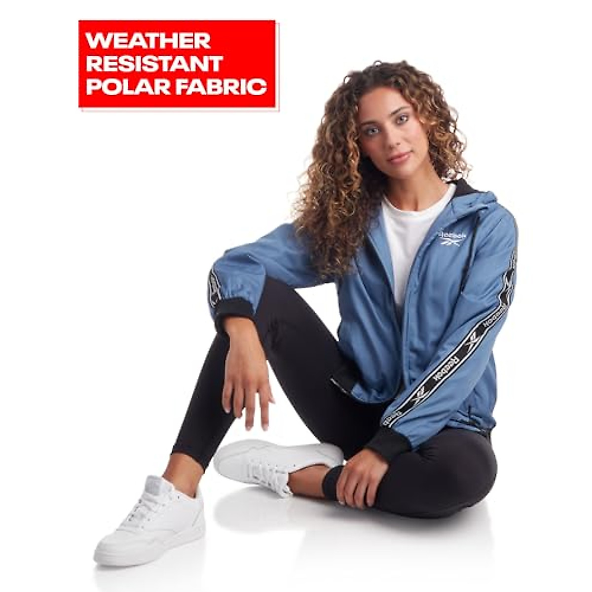Reebok Women's Jacket - Weather Resistant Fleece Lined Windbreaker Jackets for Women – Cozy Zip Up Hoodie Jacket (S-XL), Size Small, Hoops Blue