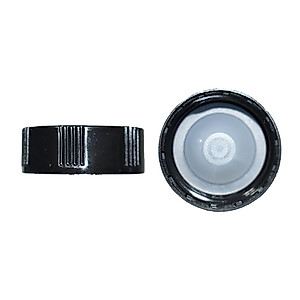 GlassBottleOutlet (Pack of 20) 16 oz. Amber Boston Round with Black Poly Cone Cap