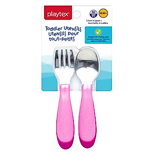 Playtex 05910 Mealtime Toddler Utensil Set Assorted Colors 2 Count