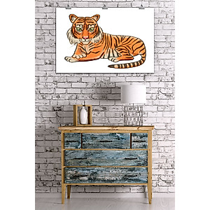 Tiger, Soft Cartoon (24x36 Giclee Gallery Art Print, Vivid Textured Wall Decor)