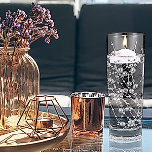 50 Pieces Artificial Pearl String for Floating Candles 6 Inch Pearl String Vase Fillers Floating Candles Centerpiece for Valentine's Day Wedding Dinning Table Party (Silver)