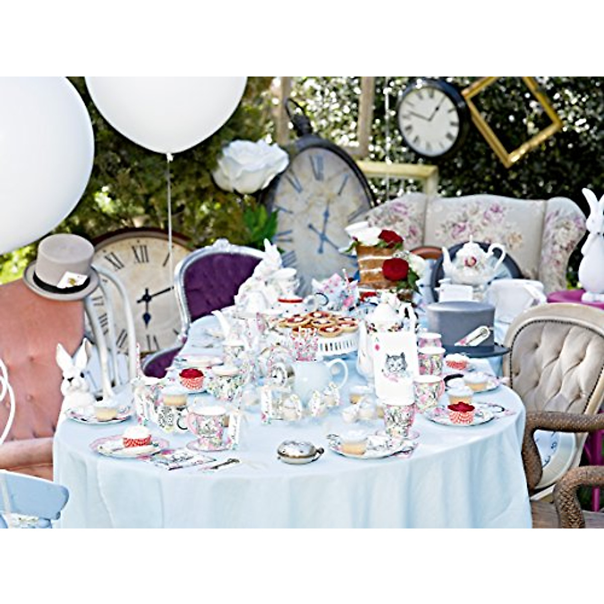 Talking Tables Truly Alice Alice in Wonderland Mad Hatter Party Cup Set with Handle and Saucers in 3 Designs for a Tea Party or Birthday