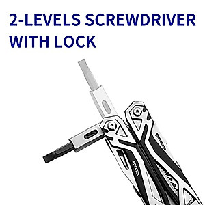 ROCKTOL Multitool Spring Pliers, 21-in-1 Heavy Duty Multi tool with Safety Locking Toolset, Magnetic Screwdriver, Bits, Bottle Opener, Saw, Nylon Sheath, Gift for Mans