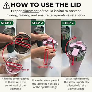 2-in-1 Hot & Cold Vacuum Insulated Tumblers, 30oz Stainless Steel Dual Chamber, Leak-Proof, BPA-Free, Fits Cup Holder, Travel Coffee Mug, Split Cup, 2 Drink, 2 Sides, Coffee & Water (Elle Pink)