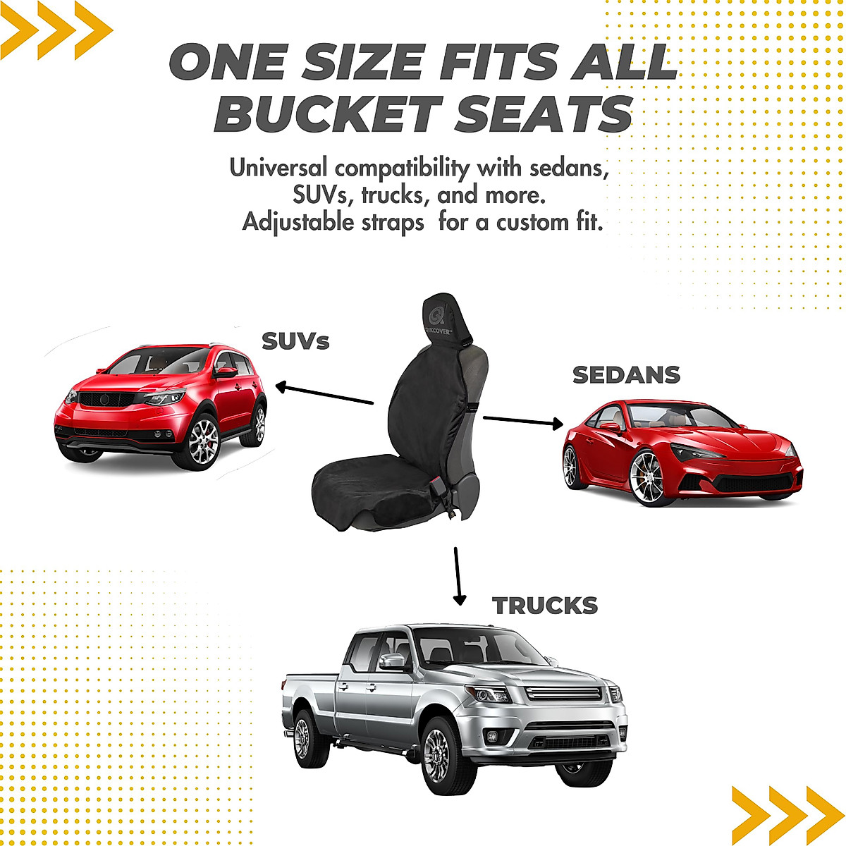 QIKCOVER Premium Waterproof Car Seat Cover - Sweatproof, Universal Fit, Non-Slip, Durable Protector for Dirt, Spills, Pet Claws - Auto, SUV, Truck Compatible (Black)