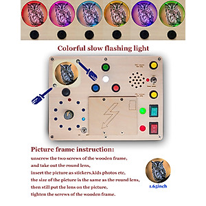 LED Light Montessori Busy Board Button Switch Baby Musical Toys Gift for Kids Baby Electronic Learning Sensory Board Educational Activity Board Wooden Fidget Board Toy