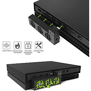 USB Cooling fan Compatible with Xbox One X Console, Cooling System Compatible with Xbox One X with 3 Cooling Fans and 2.0 USB Port - Only Compatible with Xbox one X