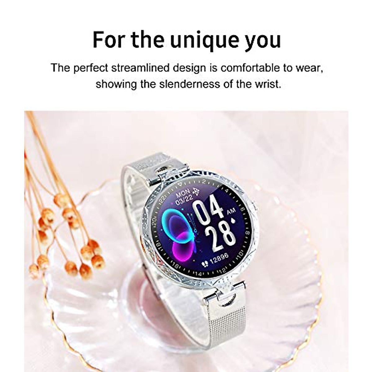 Smart Watch for Women,Fitness Tracker with Blood Pressure Heart Rate Waterproof Bluetooth Pedometer Sleep,Sport Activity Tracker Compatible for iOS Android Phones,(Silver Gray)