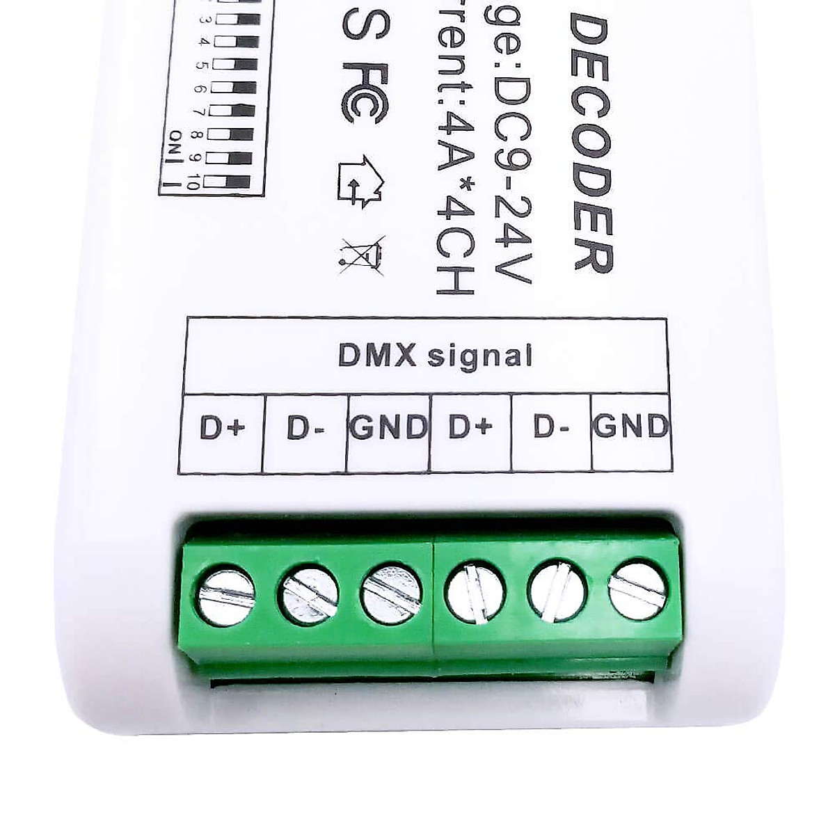 GIDERWEL Mini 4 Channel DMX Decoder,RGBW DMX Decoder,16A RGB RGBW LED Strip Controller DMX 512 Decoder for LED Strip Module Dimmer Driver LED Decoder Controller DC9-24V