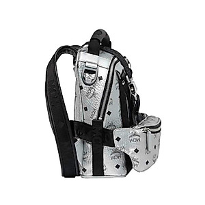 MCM Women's Berlin Silver Metallic Coated Canvas Mini Backpack MUK9SJV23SB001