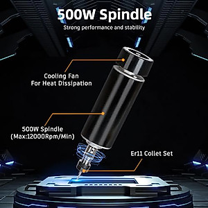 Lunyee 3018 Pro Ultra CNC Machine 500W All-Metal CNC Router Machine, Upgraded 3 Axis Engraver Machine Limit Switches & Emergency-Stop with GRBL Offline Control for Metal, Wood, Acrylic, PCB MDF