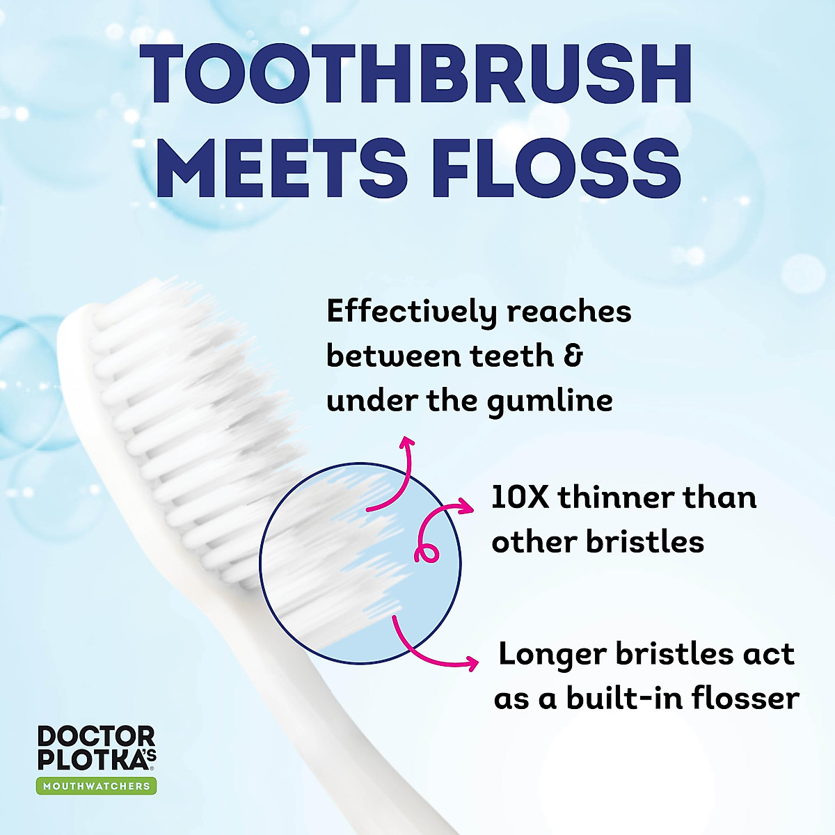 MOUTHWATCHERS Manual Soft Toothbrush for Adults, Ultra CleanToothbrush with Flossing Bristles, Good for Sensitive Teeth and Gums. Rose, 1 Each