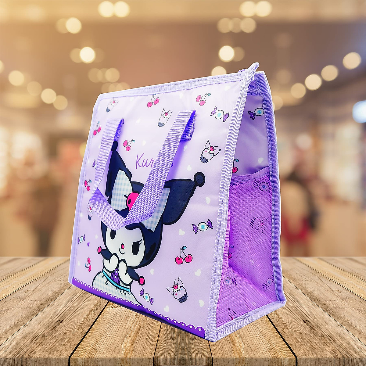 Eiodlulu Cartoon Bag Box Cute Anime Reusable Cooler Large Capacity Insulated Waterproof Tote For Picnic Work Outdoor Camping (Purple)