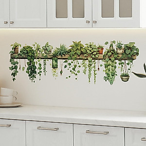 Plant Wall Decals Vinyl Waterproof Wall Stickers Removable Wall Murals Peel and Stick Wall Decor Pegatinas para Pared for Girls Bedroom Living Room Nursery