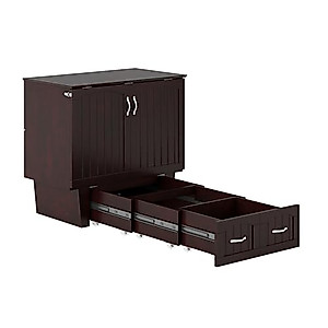 AFI, Nantucket Twin Murphy Bed Chest with Mattress, Storage Drawer and Built-In USB Charger, Espresso