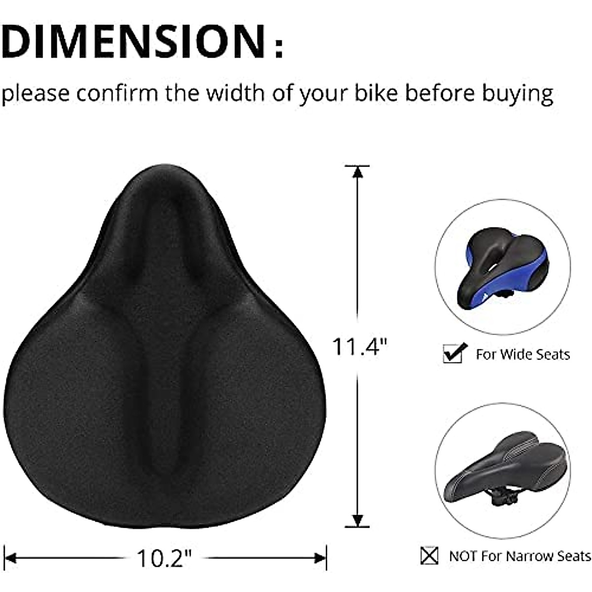 HENGHENG Bike Seat Cover Gel Memory, Oversize Soft Comfort Bike Seat Cushion, Fits Spin, Exercise, Stationary, Cruiser Bikes, Soft, Indoor Cycling, for Women Men Comfortable Bike Seat Cover