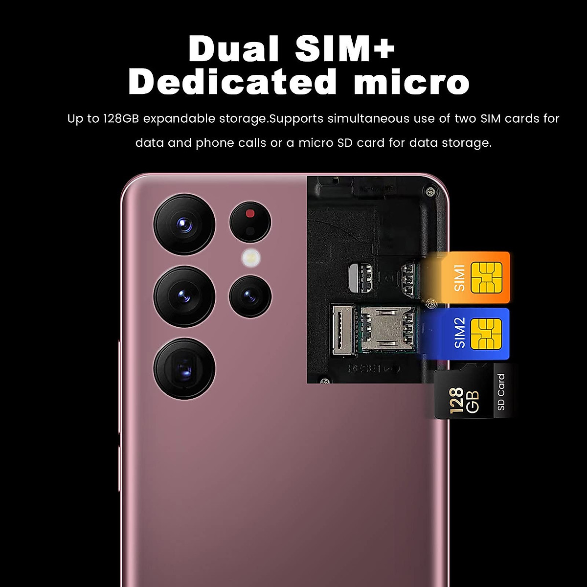 Unlocked Smartphones, 5G Android Smart Phone HD Full Screen Phone, Dual SIM Unlocked Cell Phone, 2+16G RAM, Long Battery Life, 6.53-inch Water Drop Screen Touch Screen Mobile Cell Phone (Rose Gold)