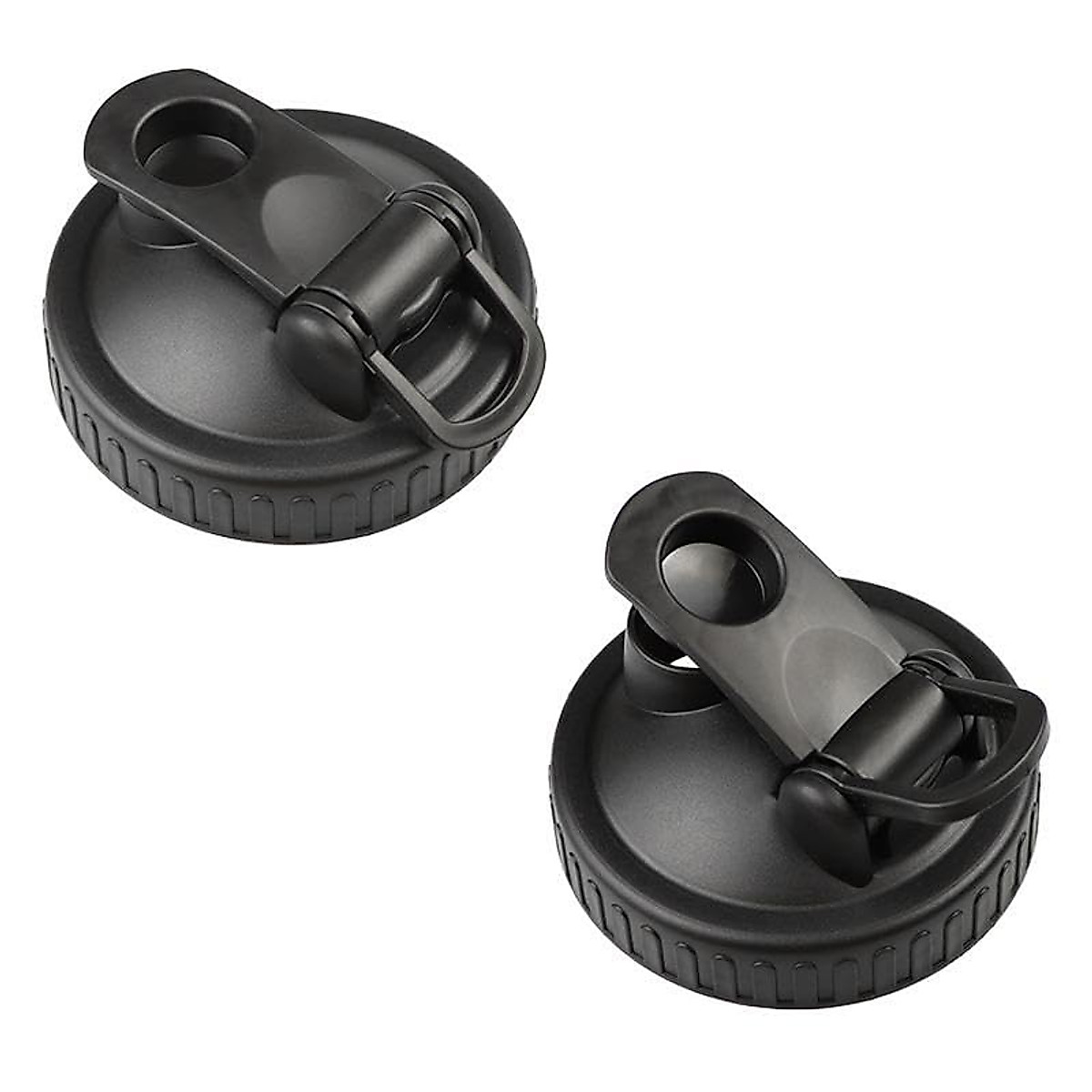 2 Pack Regular Mouth Flip Cap Mason Jar Lids for Mason Jars - Airtight Sealing, Leak-Proof Design, and Convenient Pouring Spout (Jars Sold Separately) (Black)