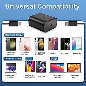 Samsung 45W Super Fast Charger,USB C Super Fast Charging Wall Charger for Samsung Galaxy S23 Ultra/S23/S23+/S22/S22+/S22 Ultra/S21/S21 Ultra/S20/Note 20/Galaxy Tab S7/S8/S8 Ultra with 6ft Type C Cable