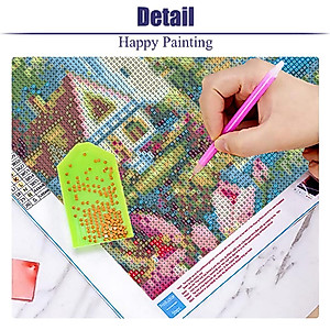 5D Diamond Painting Numbers Kits for Adults,DIY Full Drill Diamond Painting Seaside Lighthouse Round Diamond Art Crystal Craft for Home Wall Decor Gift(12x16inch)