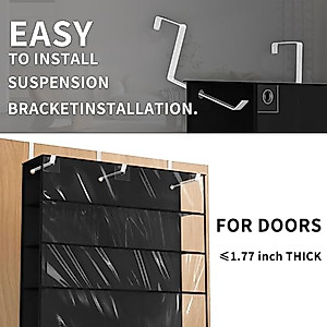 coastal rose Over the Door Shoe Shelves with 26 Clear PVC Pockets Hanging Shoe Rack for Door, Shoe Organizer for Closet, Shoe Holder Storage organizer, Black