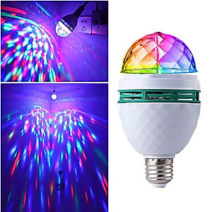 Asng Rotating LED Strobe Bulb Multi Changing Color Crystal Stage Light E27 Base
