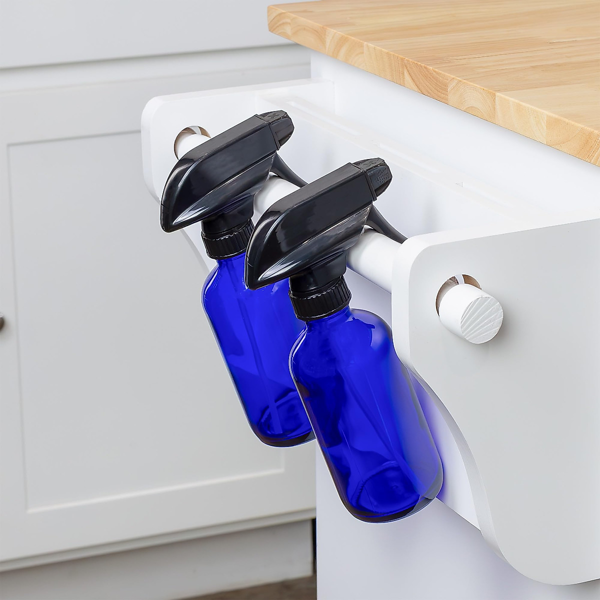 Cornucopia 8-Ounce Cobalt Blue Glass Boston Round Spray Bottles (2 Pack) 3-Setting Heavy Duty Sprayers, Empty Refillable Bottle for Essential Oil Blends, DIY Cleaning & More