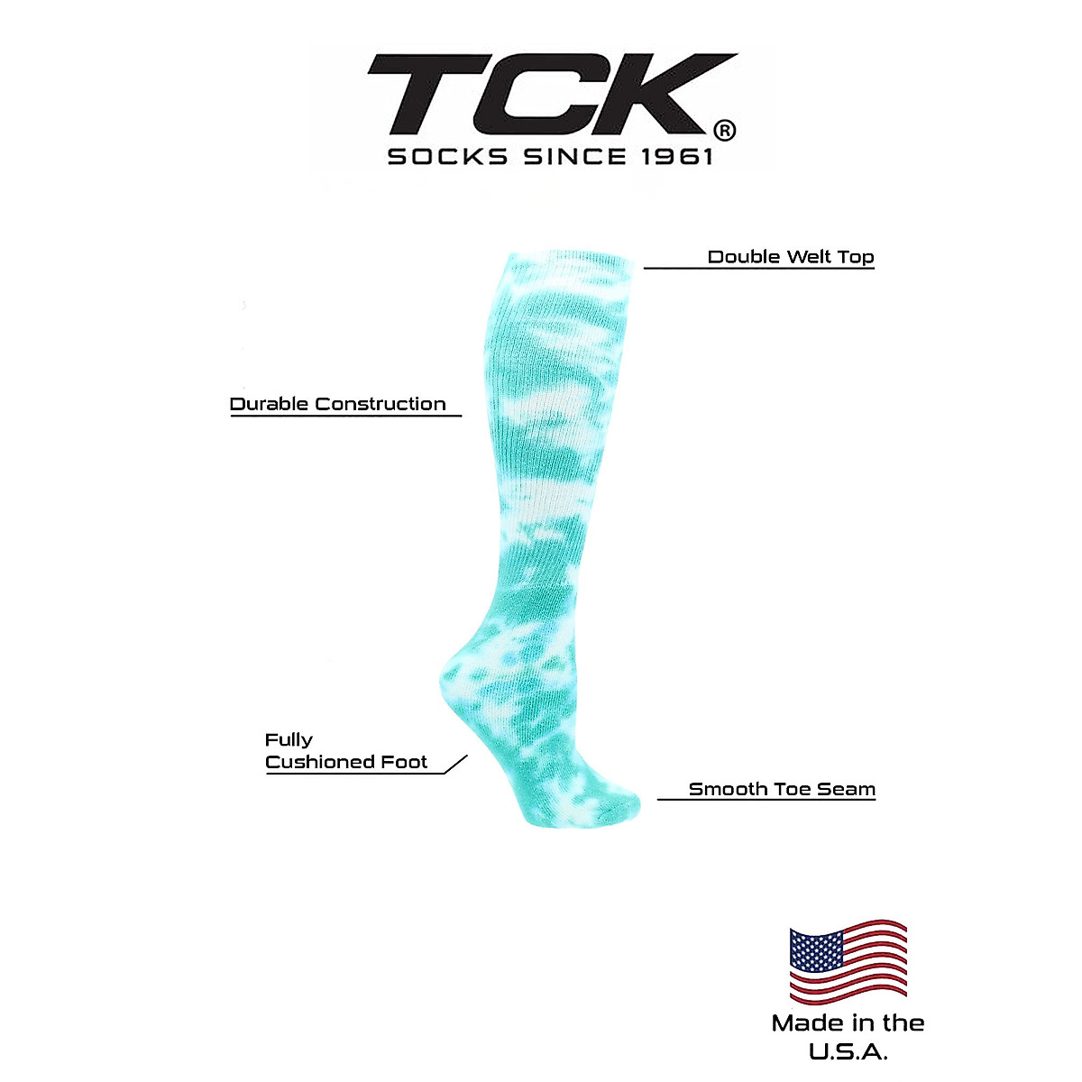 Tie Dye Multisport Tube Socks (Teal/White, Medium)