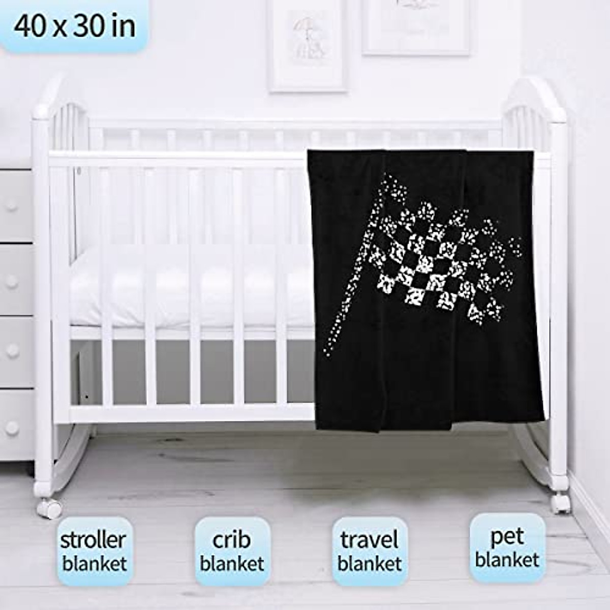 Touchish Racing Car Flag Soft Blanket for Couch Bed Sofa Home Decor Gifts for Men Friends Boy Sportsman Trainer Fuzzy Cozy Throws All-Seasons Non-Shedding 50"x60" for Teen