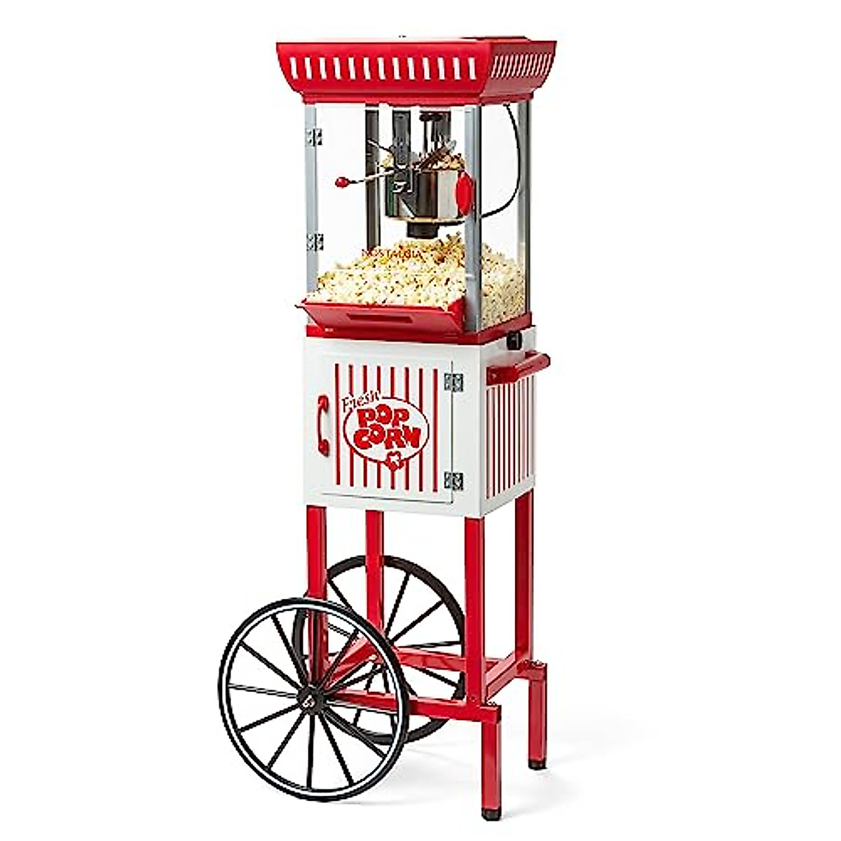 Nostalgia Popcorn Maker Machine - Professional Cart - Red & White & Hot Air & Kettle Kit 3 Seasonings, Oil, Popcorn Kernels, 1 Count (Pack of 1)