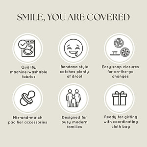 Dodo Babies Bandana Drool Bib Set – Four 100% Cotton Bibs with Soft Polyester Lining, 2 Pacifier Clips, Binky Case, Navy Dot Gift Bag for Baby Girl or Boy Shower – Adjustable Snap Fit for 3-24 Months