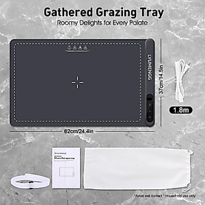 Food Warmers For Parties,6 Adjustable Temp Setting Foldable Warming Trays For Buffets Party, 500w Full-Surface Heat In 5s,6 Hours Auto Off Detachable 1.8m Power Plug Warming Mat (Dark Grey)