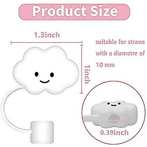 6PCS Straw Covers Cap for Stanley Tumblers Cup Silicone Soft Protector Cover Straw Tips Cover Reusable Drinking Straw Tips Lids Dust-proof Colorful Cloud Shape Straw Cover for Stanley Cup 40 oz