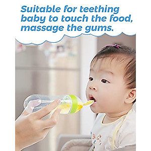 Baby Food Feeder, 3 Pack Squeeze Feeding Spoons, Silicone Baby Feeding Supplies, 3 oz Food Dispensing Spoon for Boys Girl Kids Toddlers