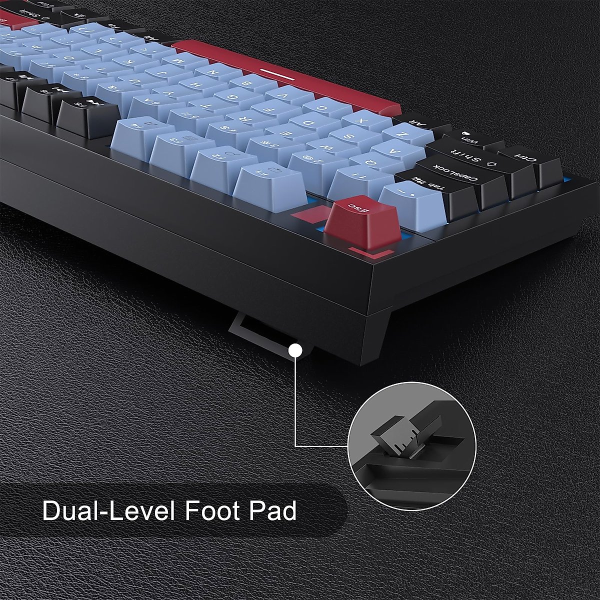 Compact 80 Percent Mechanical Gaming Keyboard, Wired tkl Mechanical Keyboard with Brown Switches, Ice Blue Backlit Keyboard 87 Keys for Windows Mac PC, Black Blue