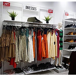 UDIZINE Vertik Clothing Wall Mounted (for 4 Shelves with 4 Faceouts and 2 Hanging Rails, White) | Shelves are NOT Included